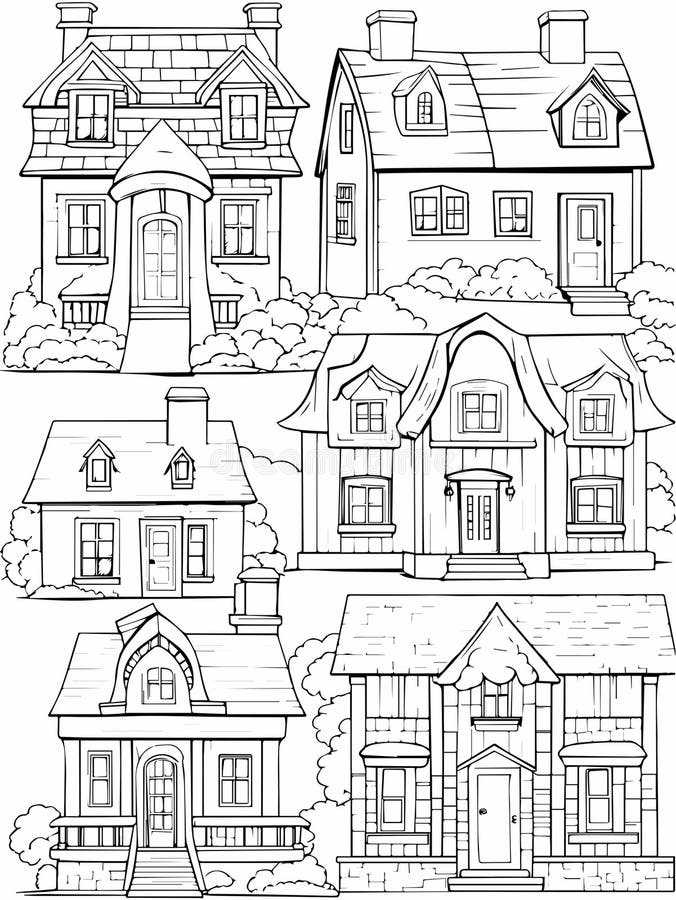 Simple House Pictures To Color Stock Illustration - Illustration of ...
