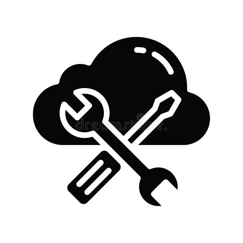 Cloud Tool Vector Solid Icon Design Illustration. Cloud Computing Symbol on White Background EPS ...