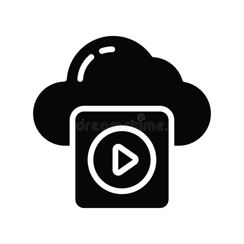 Cloud Video Vector Solid Icon Design Illustration. Cloud Computing Symbol on White Background ...