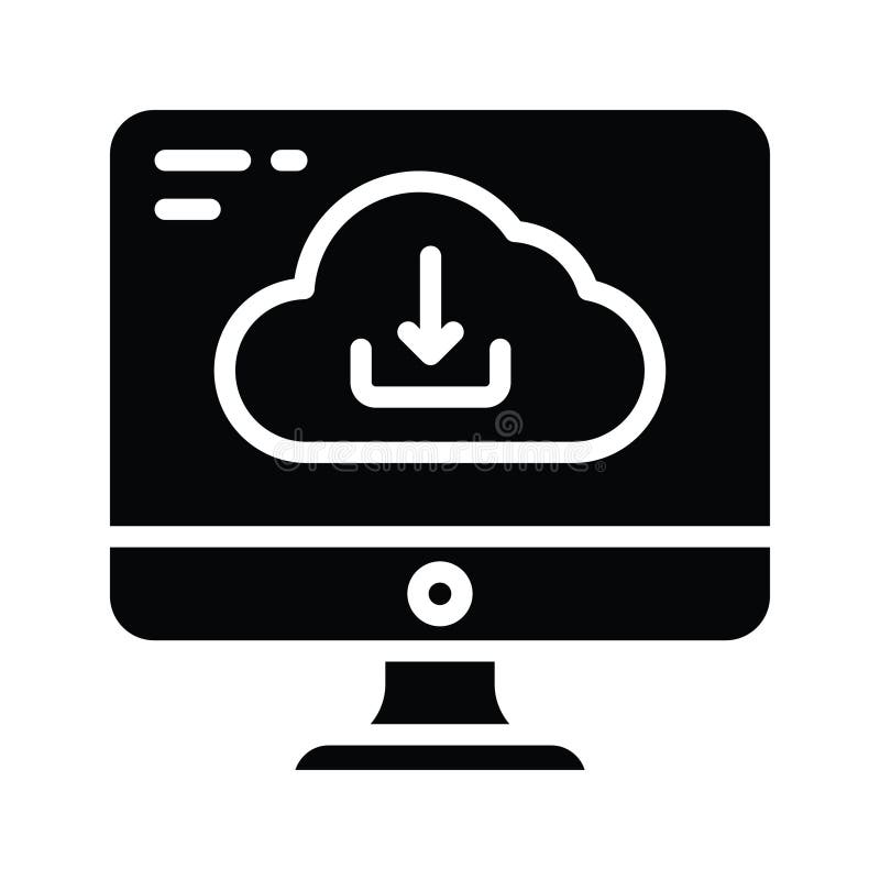 Data Download Vector Solid Icon Design Illustration. Cloud Computing ...