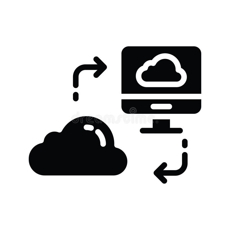 Data Transfer Vector Solid Icon Design Illustration. Cloud Computing Symbol on White Background ...