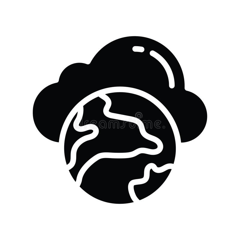 Global Cloud Vector Solid Icon Design Illustration. Cloud Computing Symbol on White Background ...