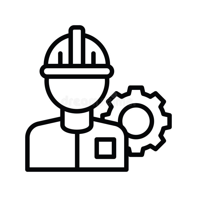 Engineer Vector Outline Icon Design Illustration. Engineering Symbol on ...