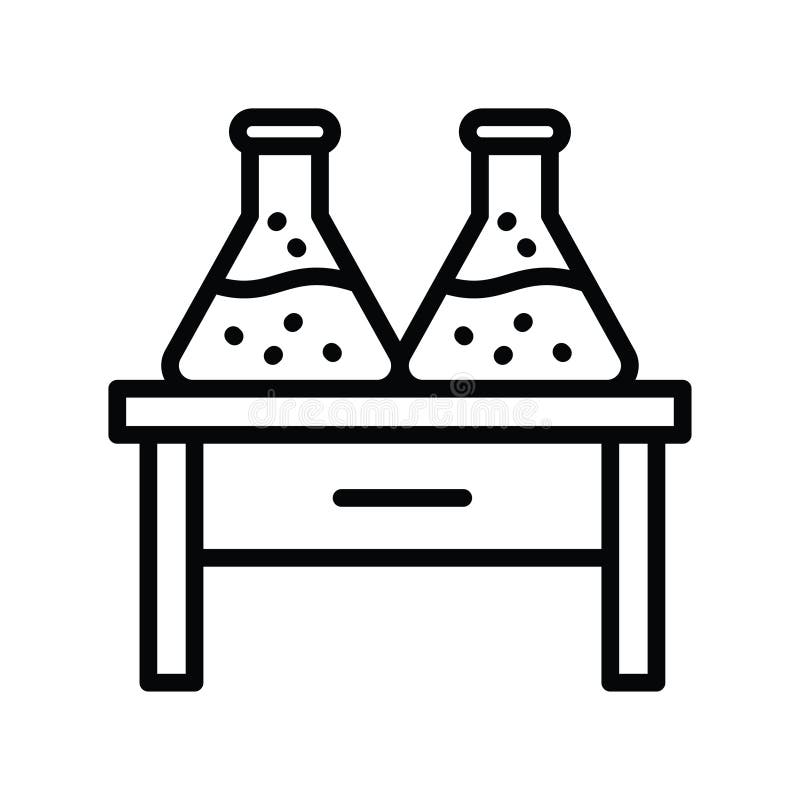Lab Table Vector Outline Icon Design Illustration. Medical Symbol on ...
