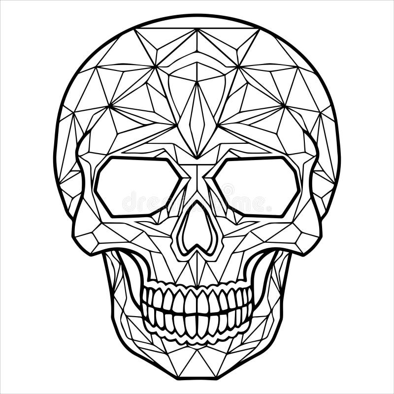Black and White Skull Image with Prism and Triangles Skull Vector Art ...