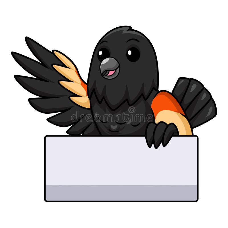Cute Red Winged Black Bird Cartoon Waving Hand Stock Vector ...