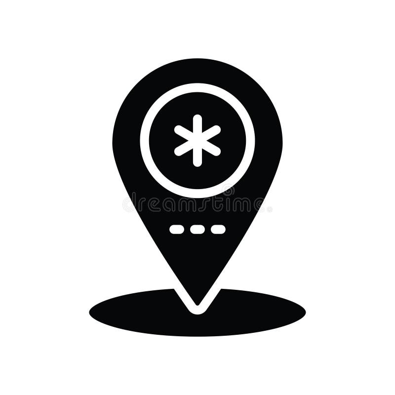 Hospital Location Vector Solid Icon Design Illustration. Medical Symbol ...