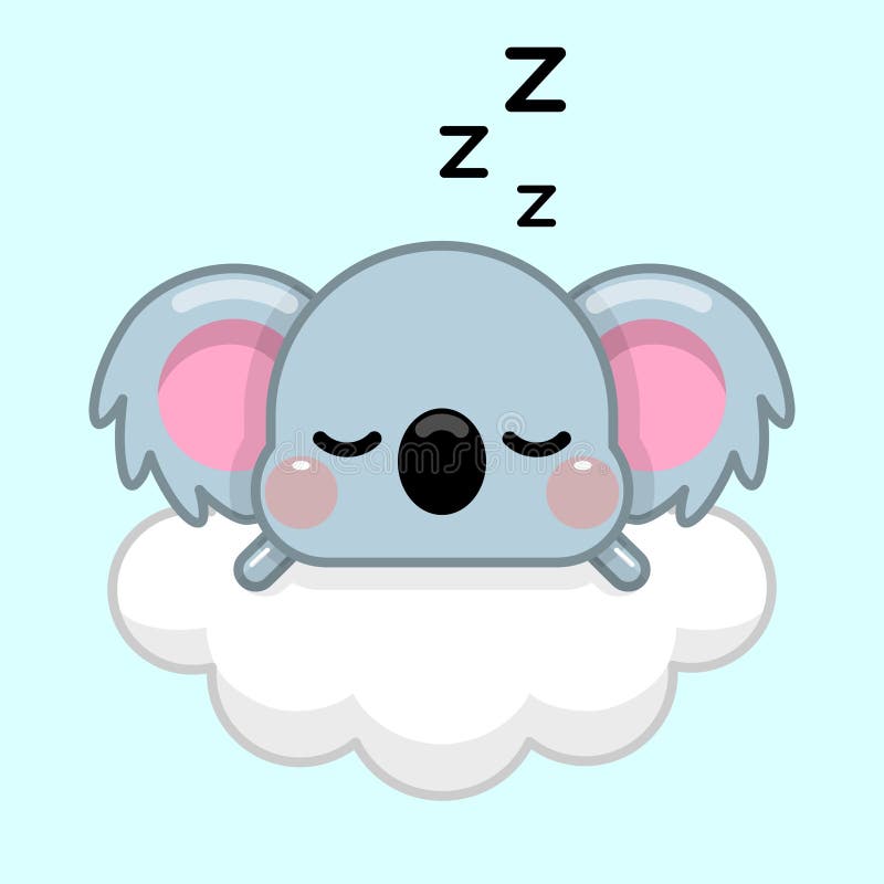 Cute Koala Sleeping on Cloud Cartoon Character Icon. Vector ...