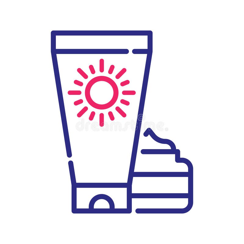 Sunscreen Vector Two Color Outline Icon Style Illustration. EPS 10 File ...