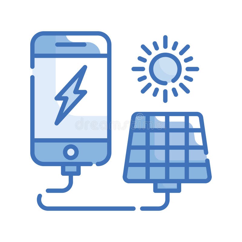 Portable Solar Panel Vector Blue Series Icon Style Illustration. EPS 10 ...
