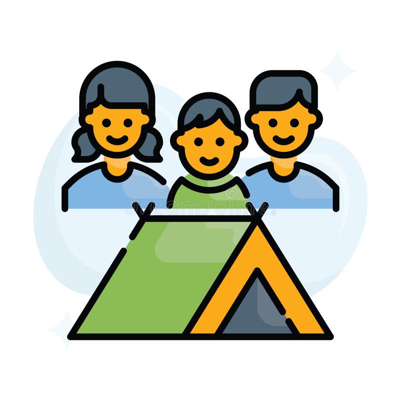 Family Camp Vector Filled Outline with Background Icon Style ...