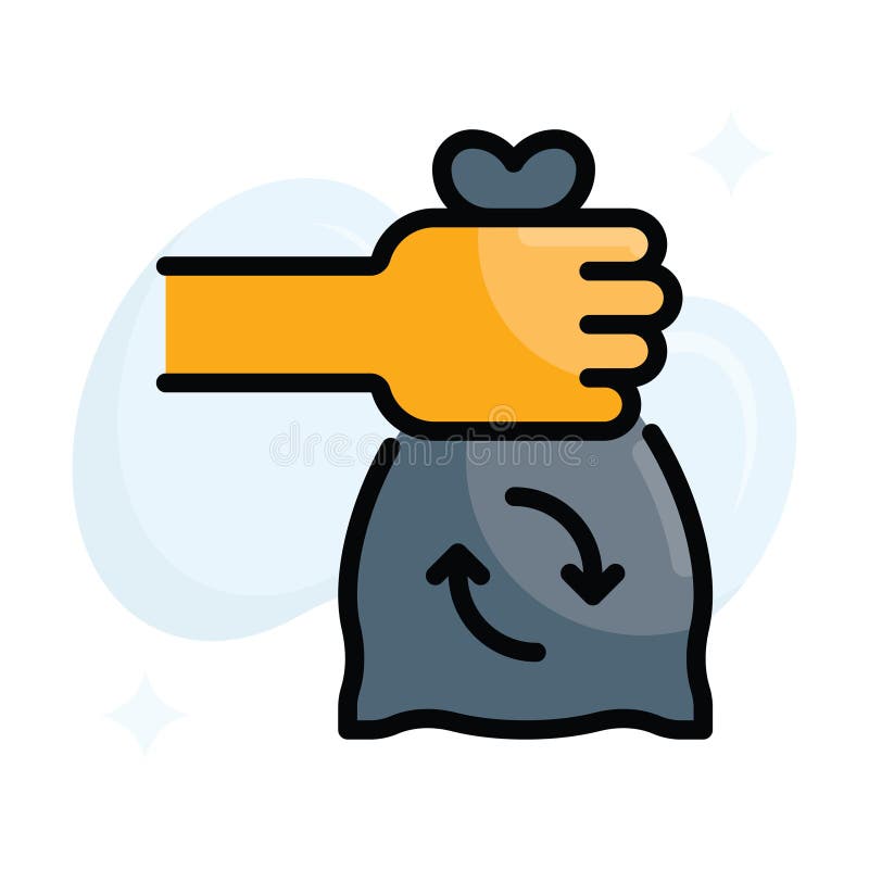 Trash Bag Vector Filled Outline with Background Icon Style Illustration ...