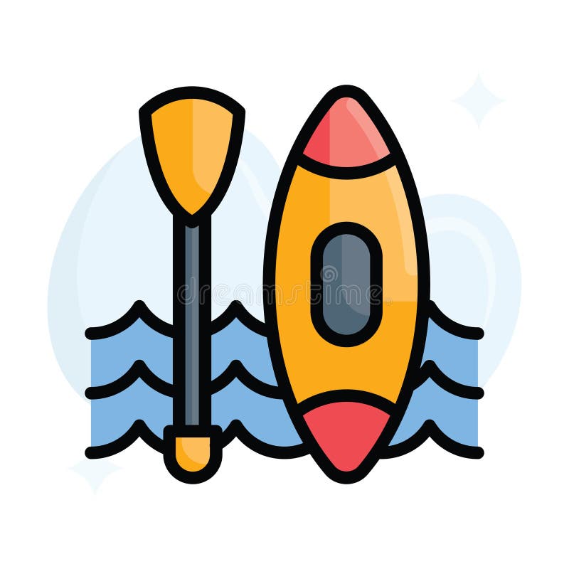 Canoe Vector Filled Outline with Background Icon Style Illustration ...