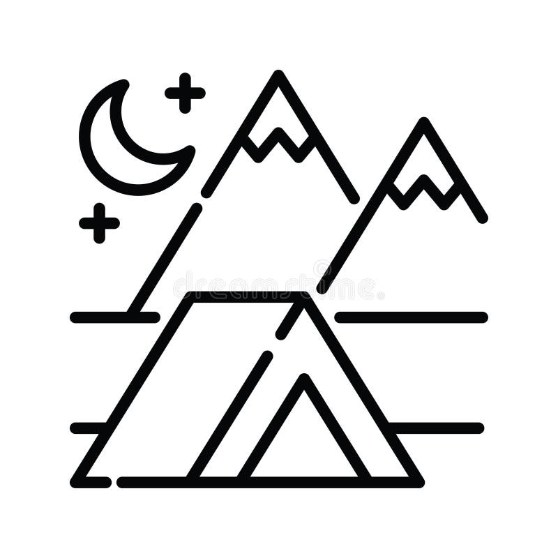 Beach Camping Vector Outline Icon Style Illustration. EPS 10 File Stock ...
