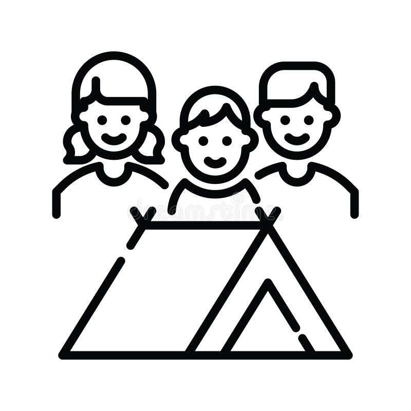 Family Camp Vector Outline Icon Style Illustration. EPS 10 File Stock ...
