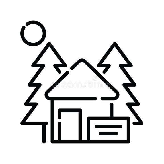 Campsite Reservation Vector Outline Icon Style Illustration. EPS 10 ...