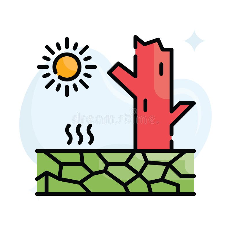 Desertification Vector Solid Icon Style Illustration. EPS 10 File Stock ...