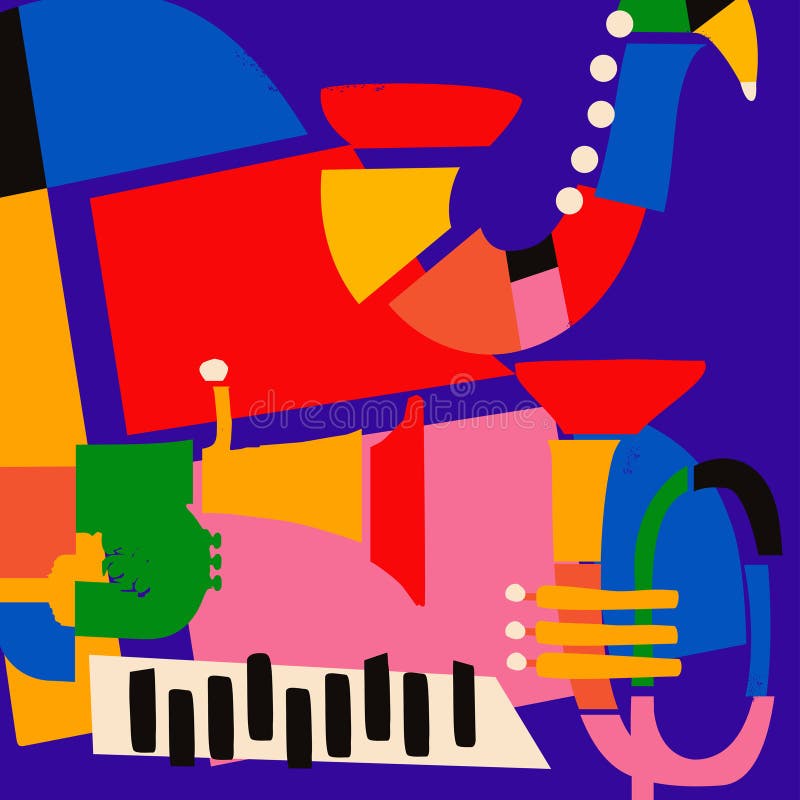 Modern Music Poster with Abstract and Minimalistic Musical Instruments ...