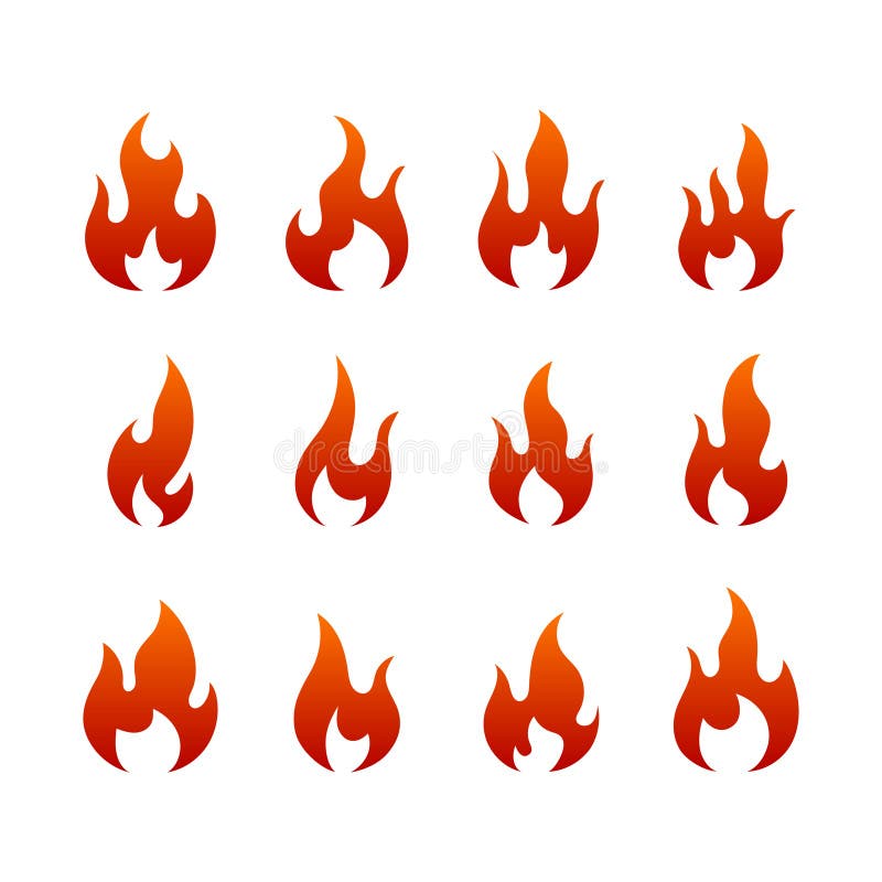 Set of Gradient Red and Orange Flames Vector Illustration Stock Vector ...