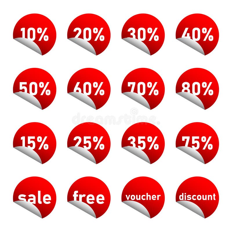 Set of Round Gradient Red Discount Voucher Vector Design Stock Vector ...
