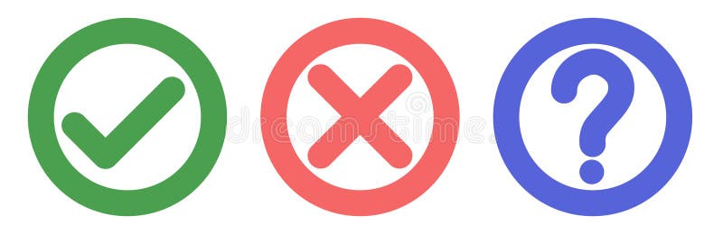 A Set of Flat Checks and Crosses and a Question Mark in a Circle ...