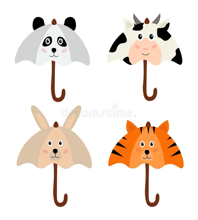 Collection of Animalistic Umbrellas. Pictures for Children. Accessories ...