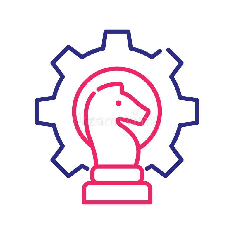 Strategy Management Vector Two Color Lines Icon Style Illustration. EPS ...
