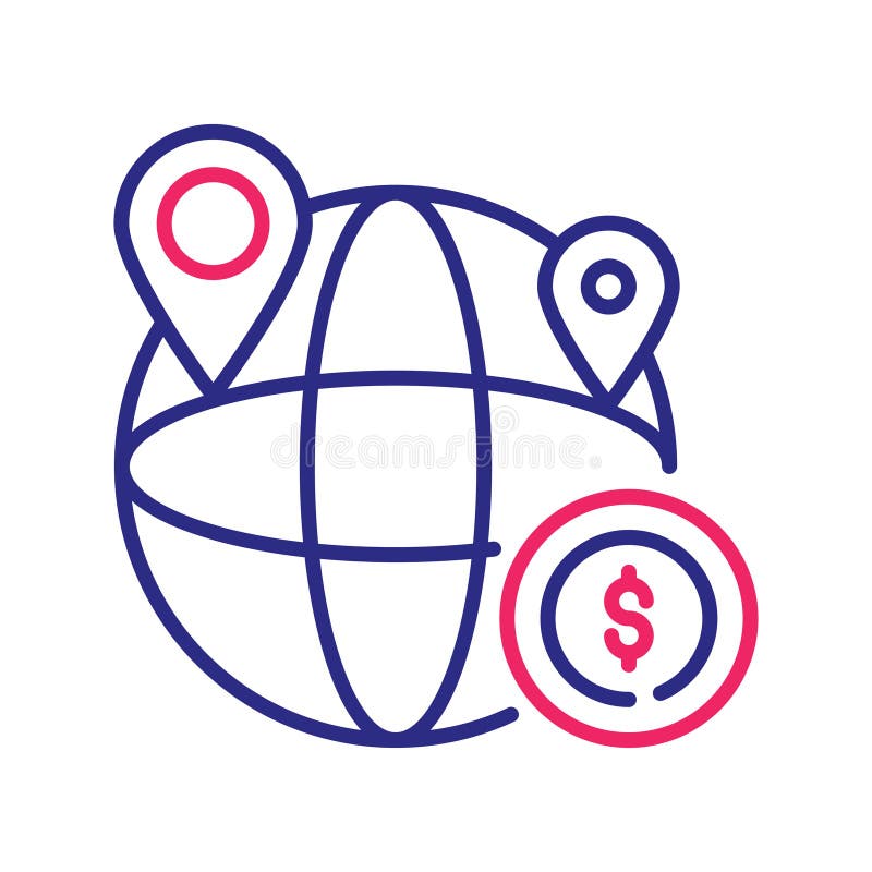 Global Business Vector 2 Color Line Icon Style Illustration. EPS 10 ...
