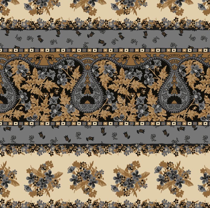 Paisley Stripe Seamless Pattern. Floral Wallpaper. Stock Vector ...