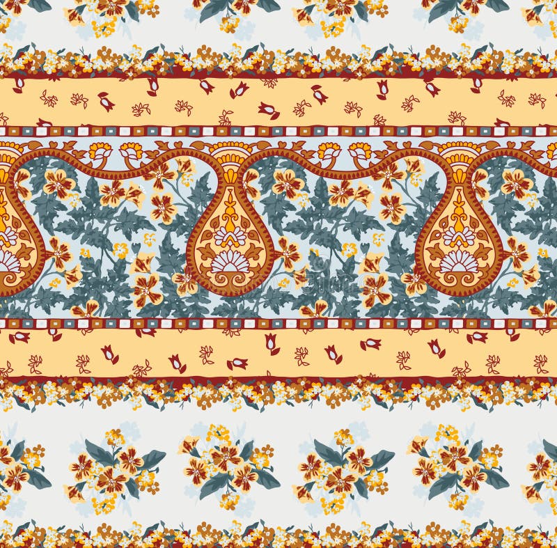 Paisley Stripe Seamless Pattern. Floral Wallpaper. Stock Vector ...