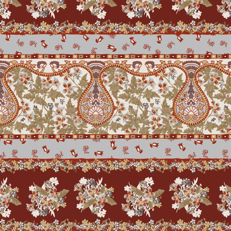 Paisley Stripe Seamless Pattern. Floral Wallpaper. Stock Vector ...