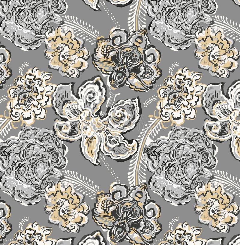 Watercolor Paisley Seamless Background. Cool Colors. Indian, Persian or ...