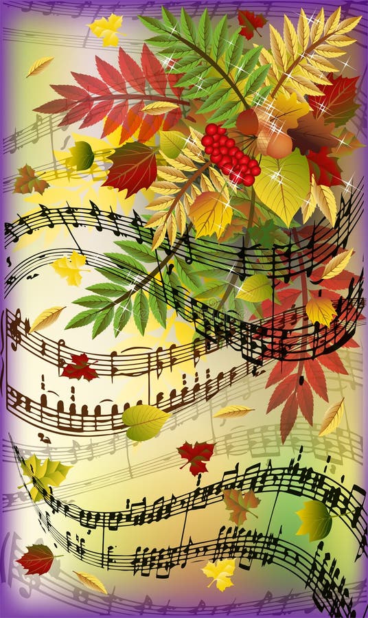 Autumn Seasonal Music Card, Vector Stock Vector - Illustration of ...