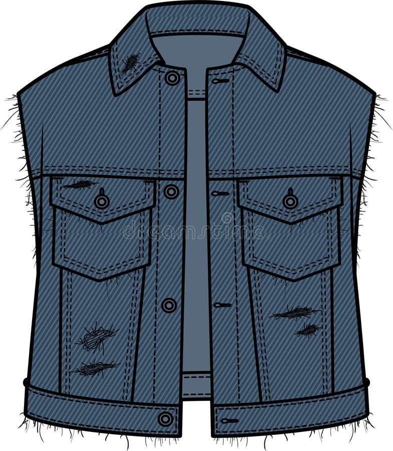 Kids Unisex Outer Wear Denim Jeans Vest Stock Vector - Illustration of ...