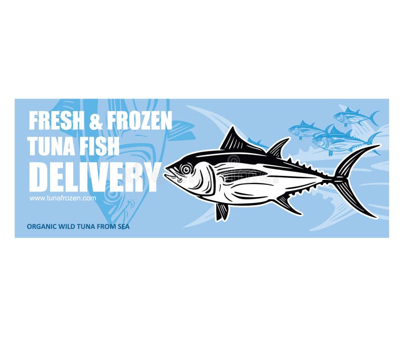 Blufin Tuna Fish Frozen Banner Stock Vector - Illustration of header ...