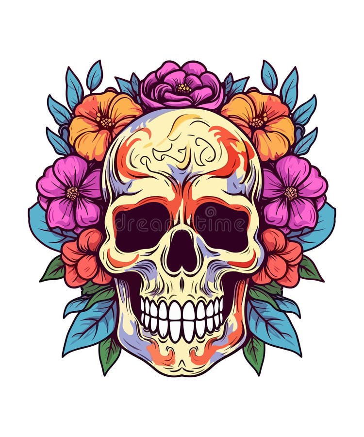 Floral Brain Illustration, Human Brain Boho Floral Wild Flower Stock ...