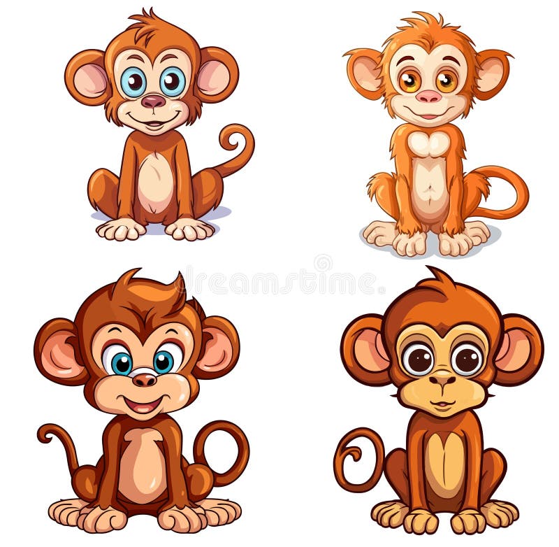 Monkey Poses Cartoon Stock Illustrations – 391 Monkey Poses Cartoon ...