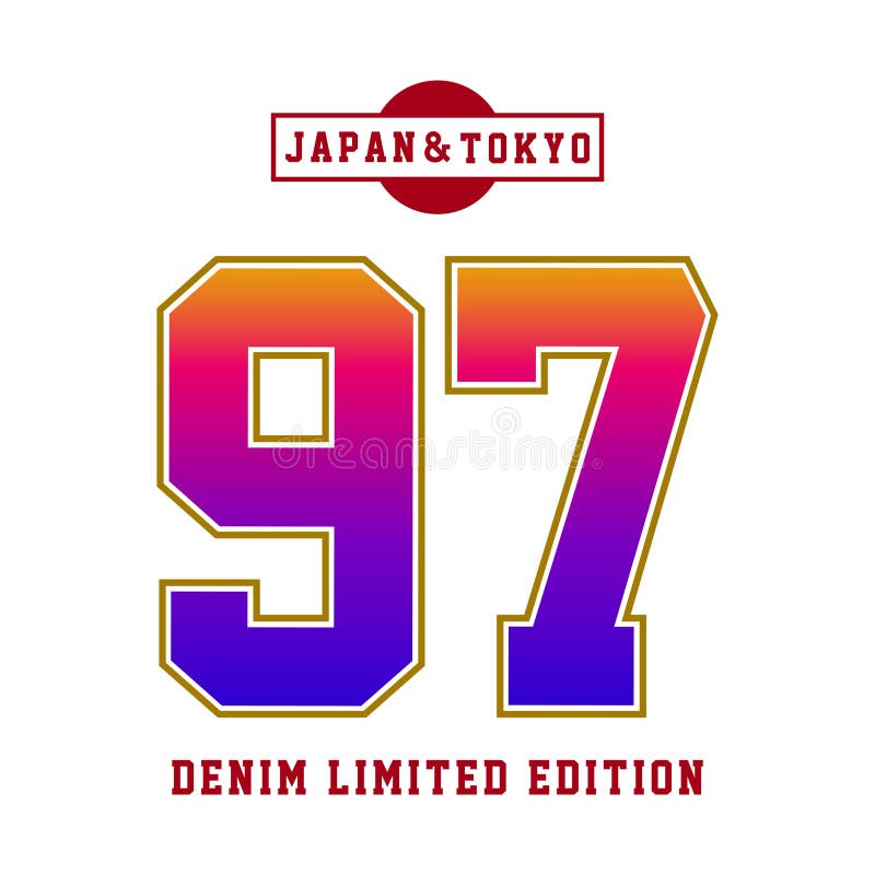 Japan & Tokyo 97 Gradient Colorful Denim Limited Edition Stock Vector ...