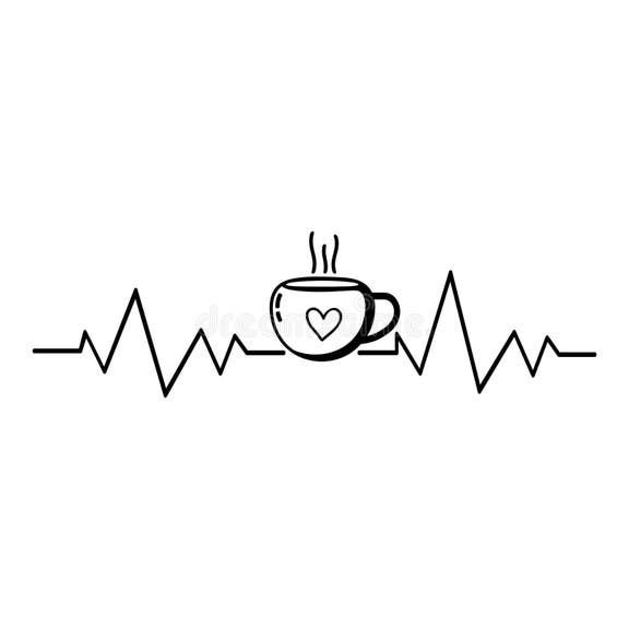 Coffee Heartbeat, Illustration, Print Shirt Stock Vector - Illustration ...