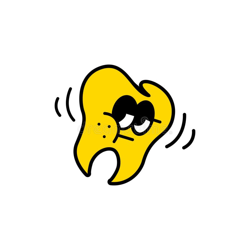 Tooth Cartoon Character Vector Illustration with Frown Facial ...