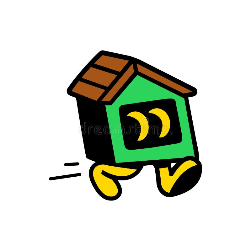 House Shape Cartoon Vector Logo with Running Style Stock Illustration ...