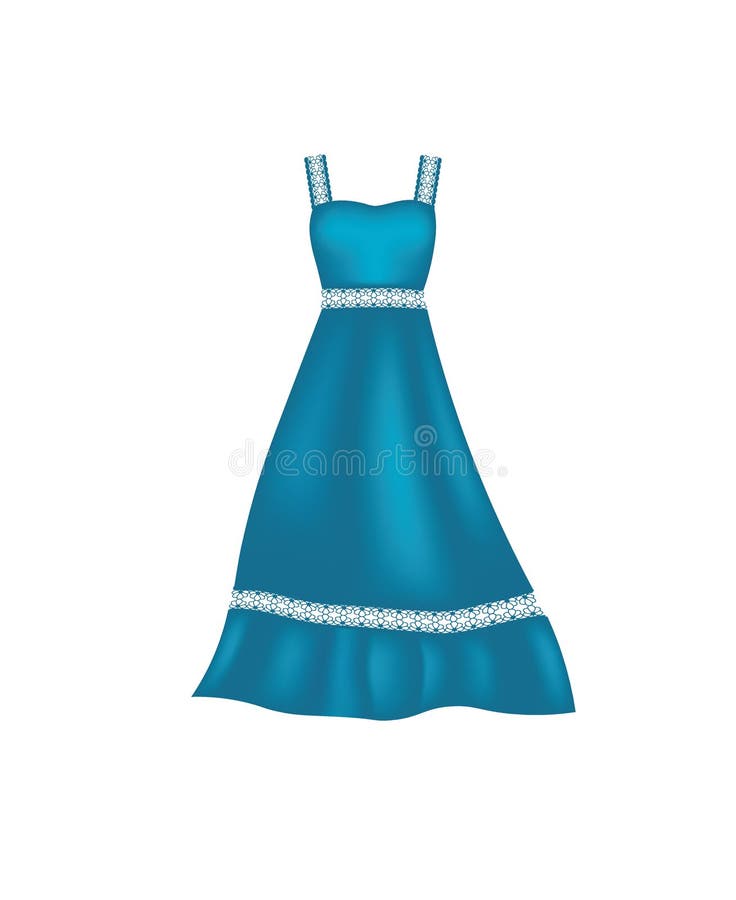 Blue dress with lace stock vector. Illustration of measure - 287047794