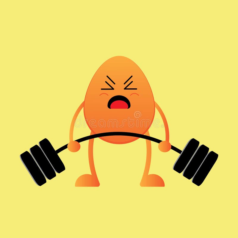 Egg Mascot Cartoon with a Barbell, Gym Mascot. Stock Vector ...