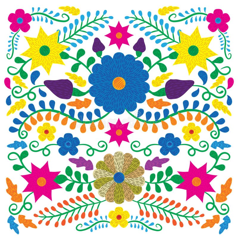 Colorful Traditional Pattern Mexican Flower Vector Design Stock Vector ...