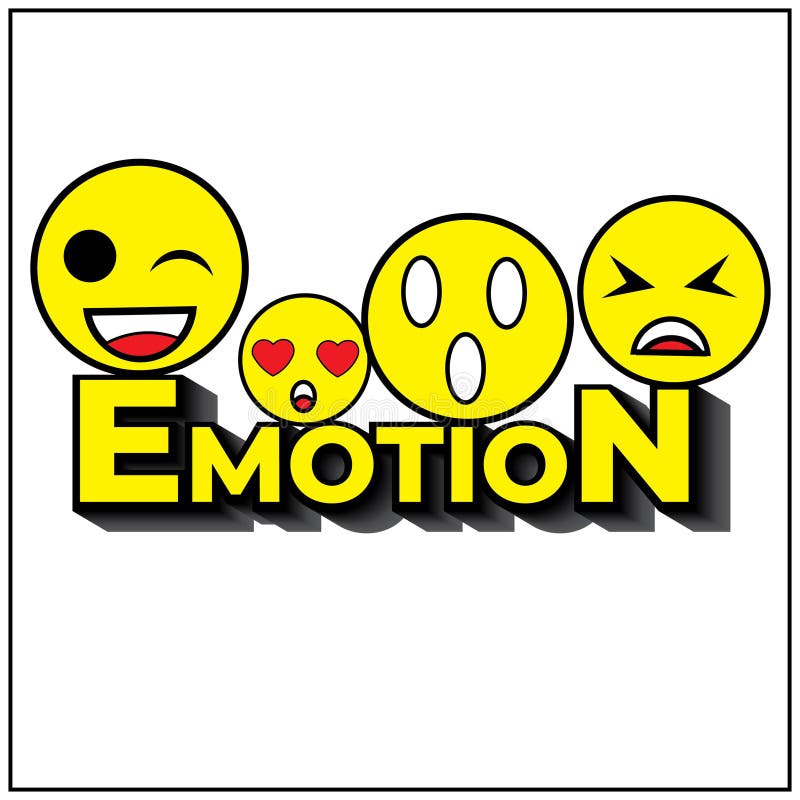 Emotion Text Illustration Vector Design with Various Expressions Icon ...