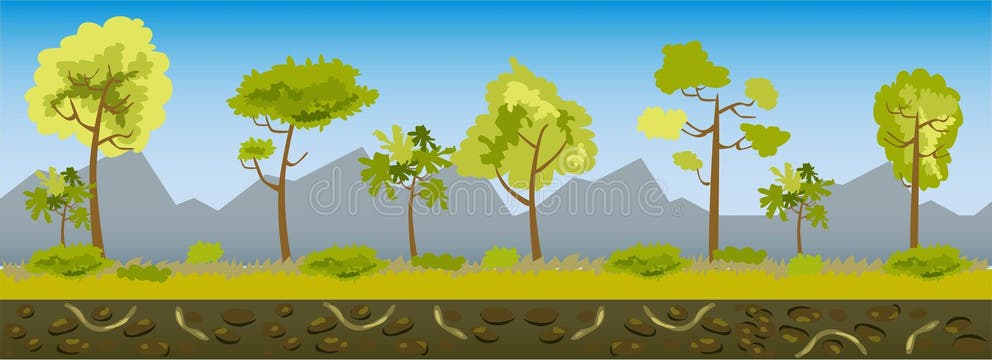 2D Side Scrolling Forest Game Background and Wallpapers Stock Vector ...
