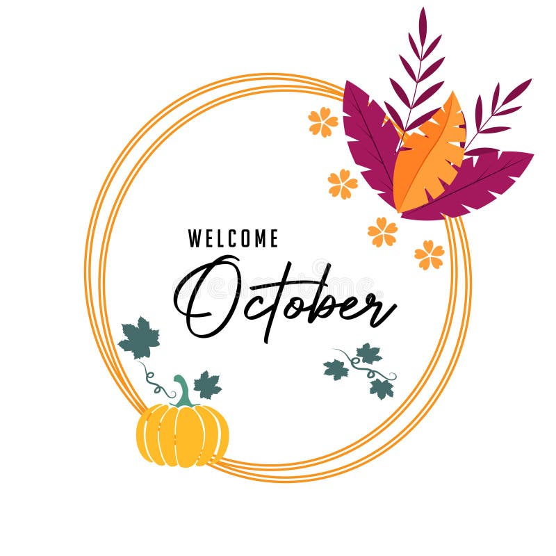 Hello Welcome October Vector Illustration Stock Vector - Illustration ...