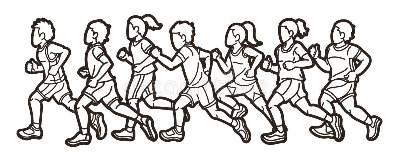Group of Children Running Boy and Girl Mix Action Runner Play Together ...