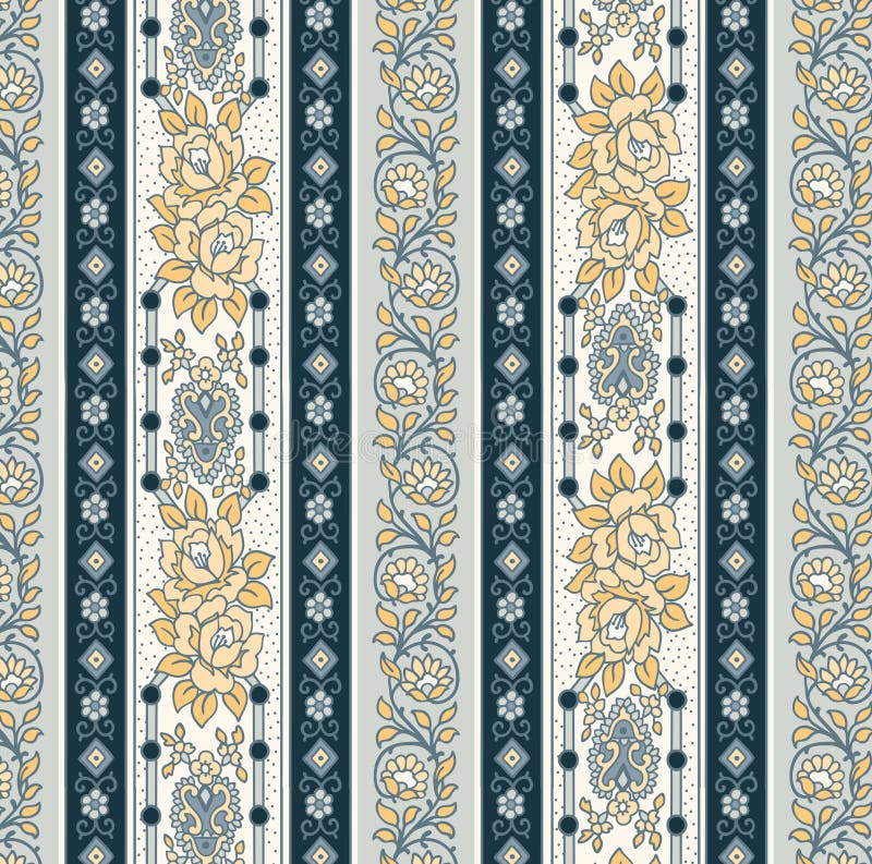 Paisley Striped Seamless Pattern. Floral Wallpaper. Stock Vector ...