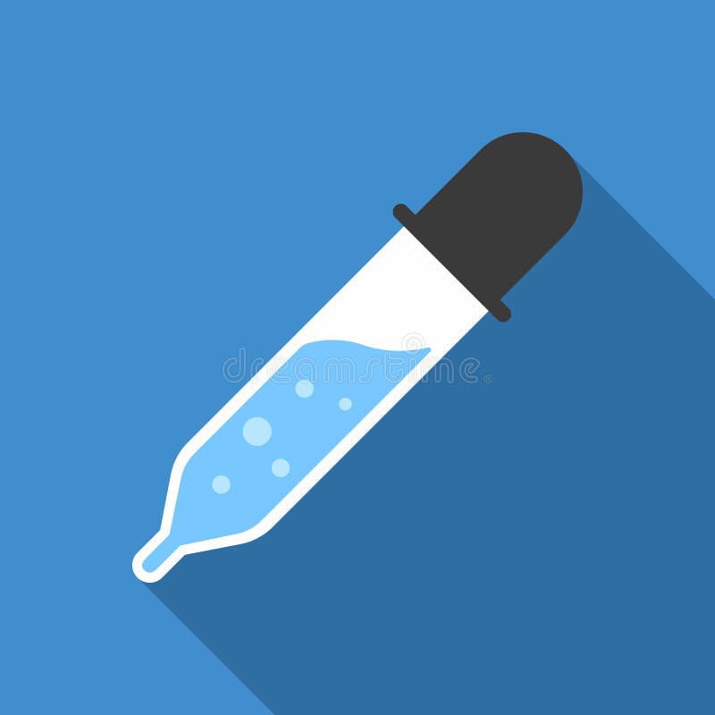 Chemistry Pipette Dropper Flat Icon with Long Shadow. Chemistry Icon ...